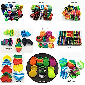 Pearwell Silicone Container 26ml Hexagon 34ml Multi Compartment 6ml 9ml 17ml 22ml 26ml 35ml Barrel Non-stick Concentrate Jars (9PCS)