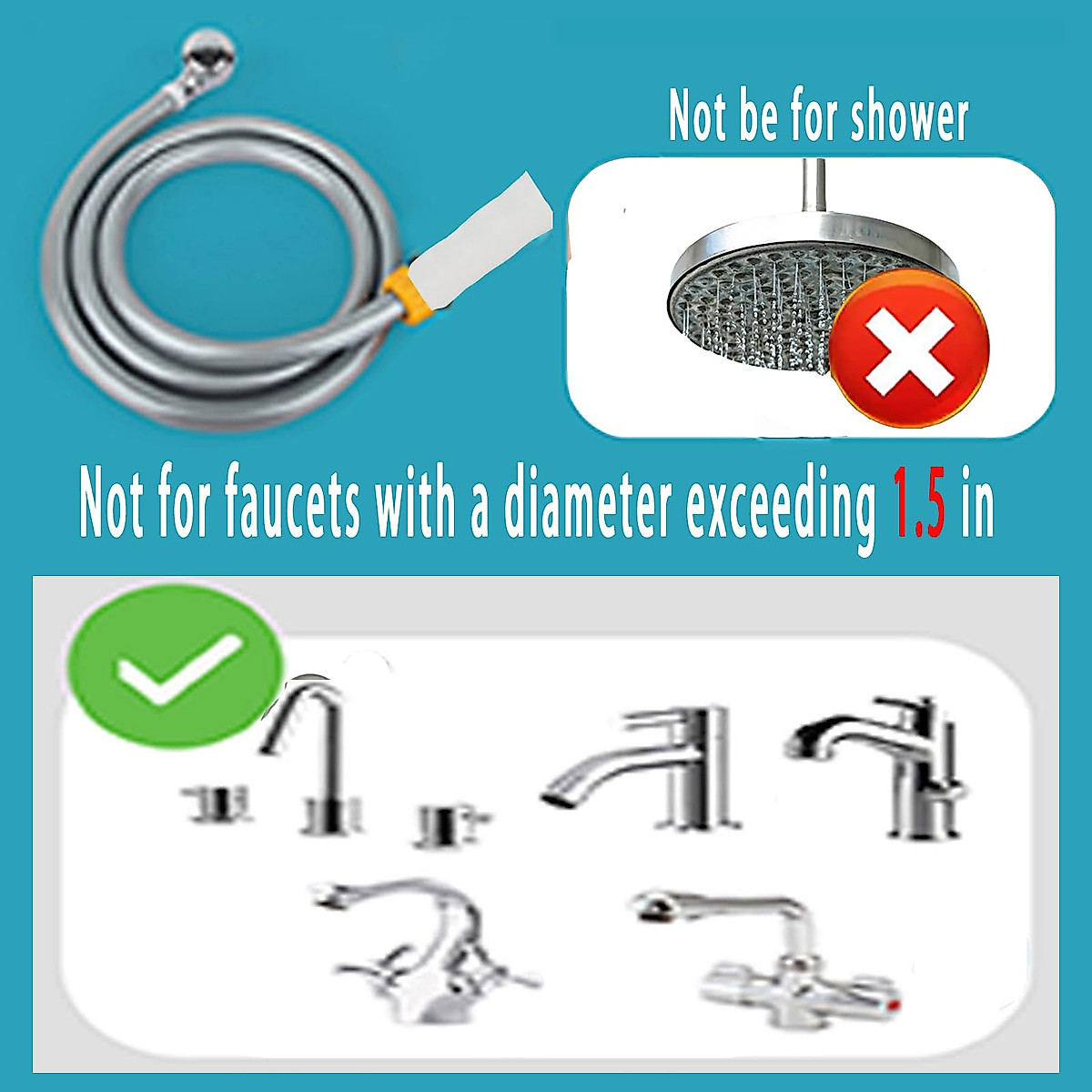 Dog Bath Portable Shower Attachment Hose Sprayer: for Skinny Faucet with Diameter Less Than 1.5 in(66 white connect)
