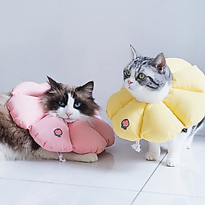 Cat Recovery Collar Soft Cute Waterproof Elizabethan Collar for Cats Cone Collar Protective Recovery kitten Collar for After Surgery to Prevent from Biting Scratching(ELC07-yellow-s)