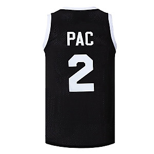 Mens Basketball Jersey Pac #2 Birdmen Tournament Shoot Out Sports Shirts 90s Hip-Hop Clothing (XX-Large, Black)