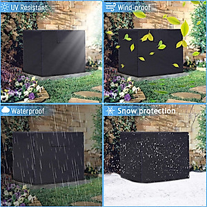 SUPDEJA Air Conditioner Covers for Outside Units, AC Unit Covers for Outdoor - Heavy Duty Waterproof Dustproof Design Square Outdoor Air Conditioner Cover Fits up to 24"X24"X30" Inches Black