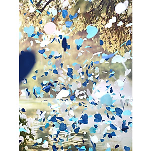 Mybbshower Blue Silver Tissue Paper Heart Confetti Wedding Engagement Bridal Shower Decor Table scatter 1 Inch Pack of 6000