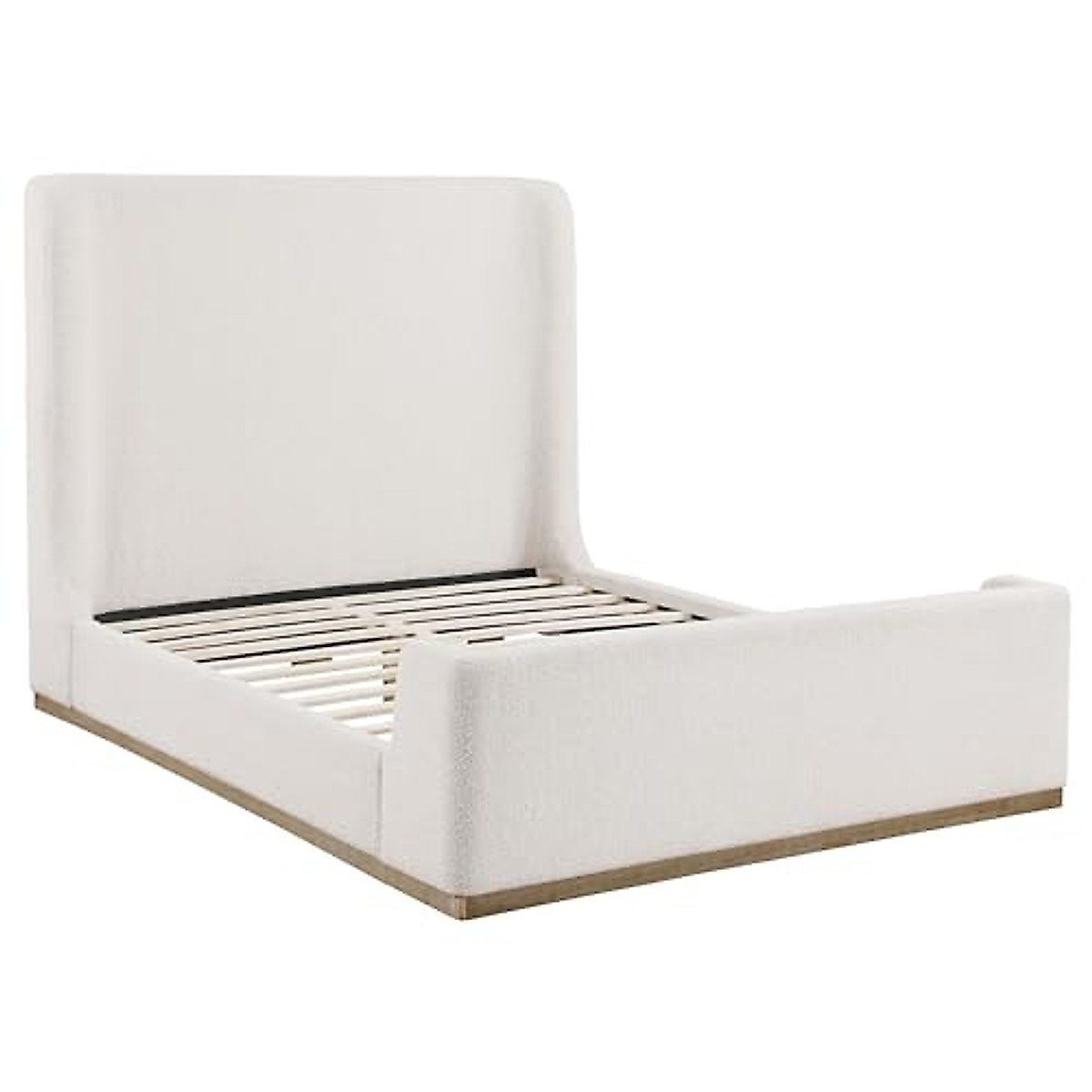 Coaster Home Furnishings Nala Contemporary Boucle Upholstered Eastern King Size Sleigh Bed Frame Platform Bed 57-inch Headboard Cream 302046KE