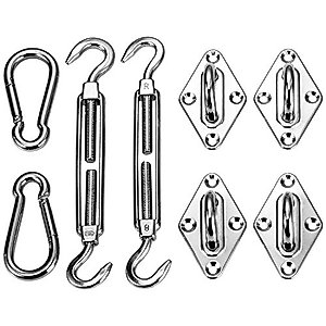 Ollieroo Shade Sail Hardware Kit for Rectangle and Square Sun Shade Sail Installation 8 Inches Silver
