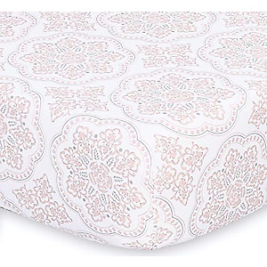 The Peanutshell Pink Crib Bedding Set for Baby Girls | 3 Piece Arianna Nursery Set | Crib Quilt, Fitted Crib Sheet, Dust Ruffle