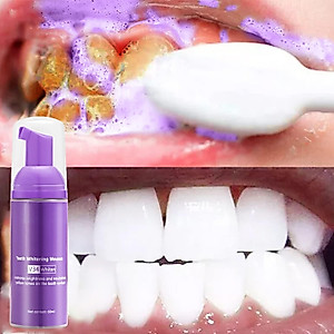 AKARY Teeth Whitening Mousse, Refreshing Breath Deep Cleaning Foam Toothpaste Natural Mouth Wash Water, Purple Teeth Whitening Toothpaste Ultra Fine Mousse Foam