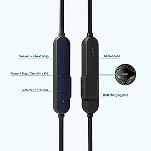 SUNITEC Bluetooth Headphones,Bluetooth 5.0 aptX Wireless Earbuds Stereo Bass Magnetic Waterproof Bluetooth Earbuds Bulit-in Mic with 20H Playtime,Lightweight Neckband Earphones for Sport Gym Running