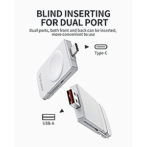 Portable Watch Charger for Apple Watch - ANPULES USB C & USB A iWatch Charger [OTG] for Travel, 2 in 1 Magnetic Wireless Charger for Apple Watch Series Ultra 2/Ultra 9 8 7 SE 6 5 4 3 2 1 (White)