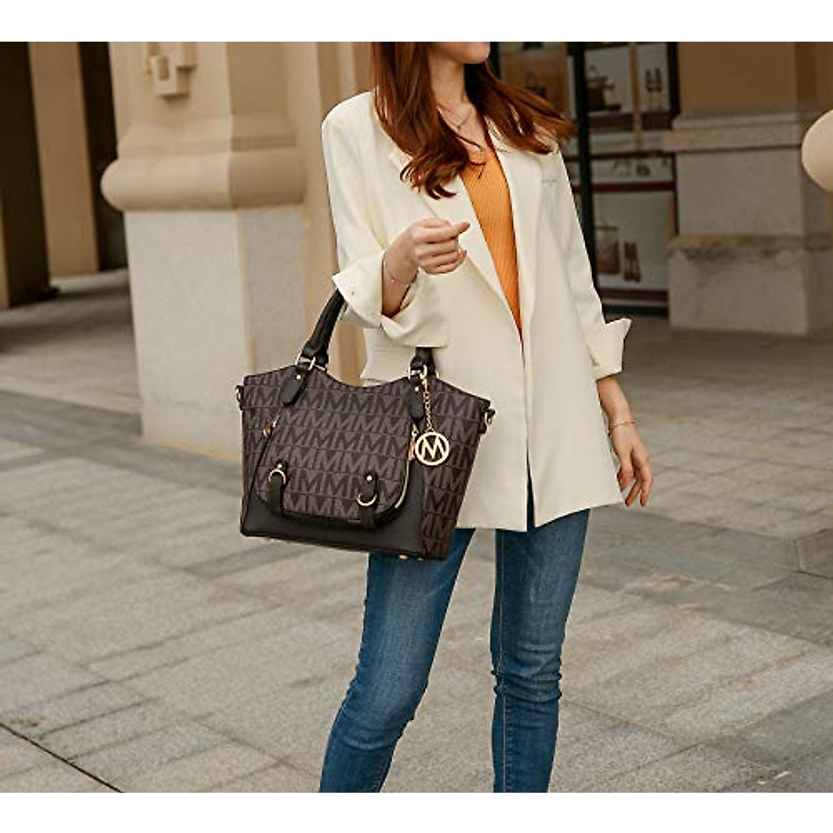 MKF Collection Shoulder Bag for Women, PU Leather Pocketbook Top-Handle Crossbody Purse Tote Satchel Handbag By Mia K