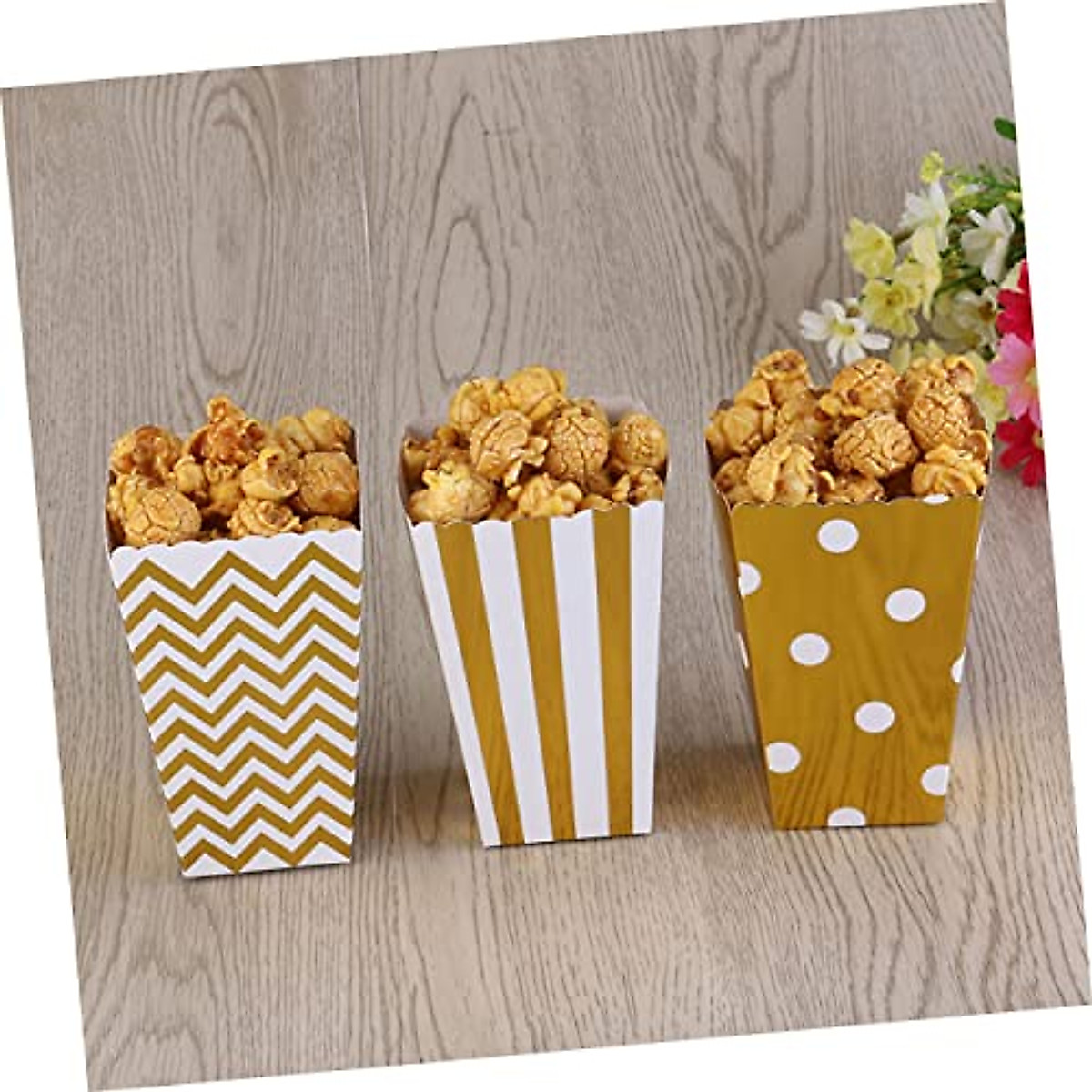 Cabilock 30pcs Popcorn Boxes Popcorn Box Cardboard Popcorn Box Paper Chicken Box Paper Candy Container Snack Container Candy Containers Popcorn Containers Vertical Stripe Boxes Party Supply