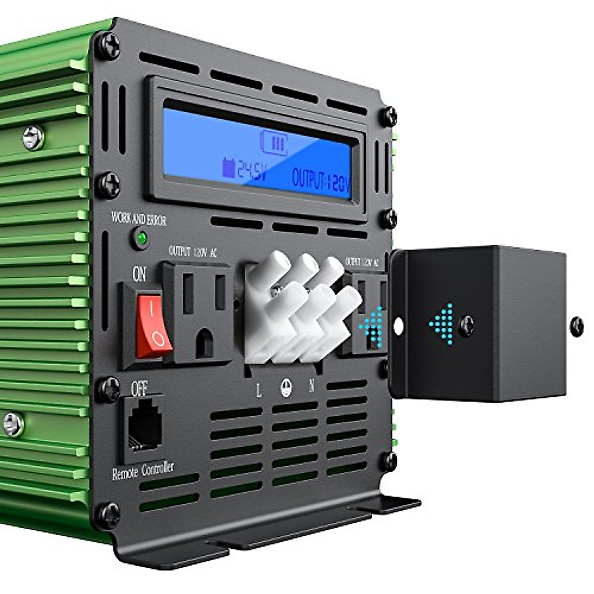 EDECOA 3000W 24V Power Inverter Modified Sine Wave DC 24V to 110V 120V AC Converter with Remote Controller and Hardwire Terminal LCD Display