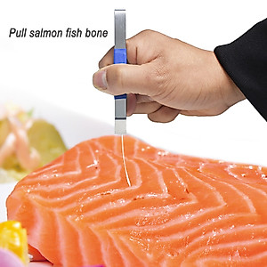 2 Pcs Tweezers, Stainless Steel Non-slip Flat and Slant Tweezers Fish Salmon Bones Remover Tool