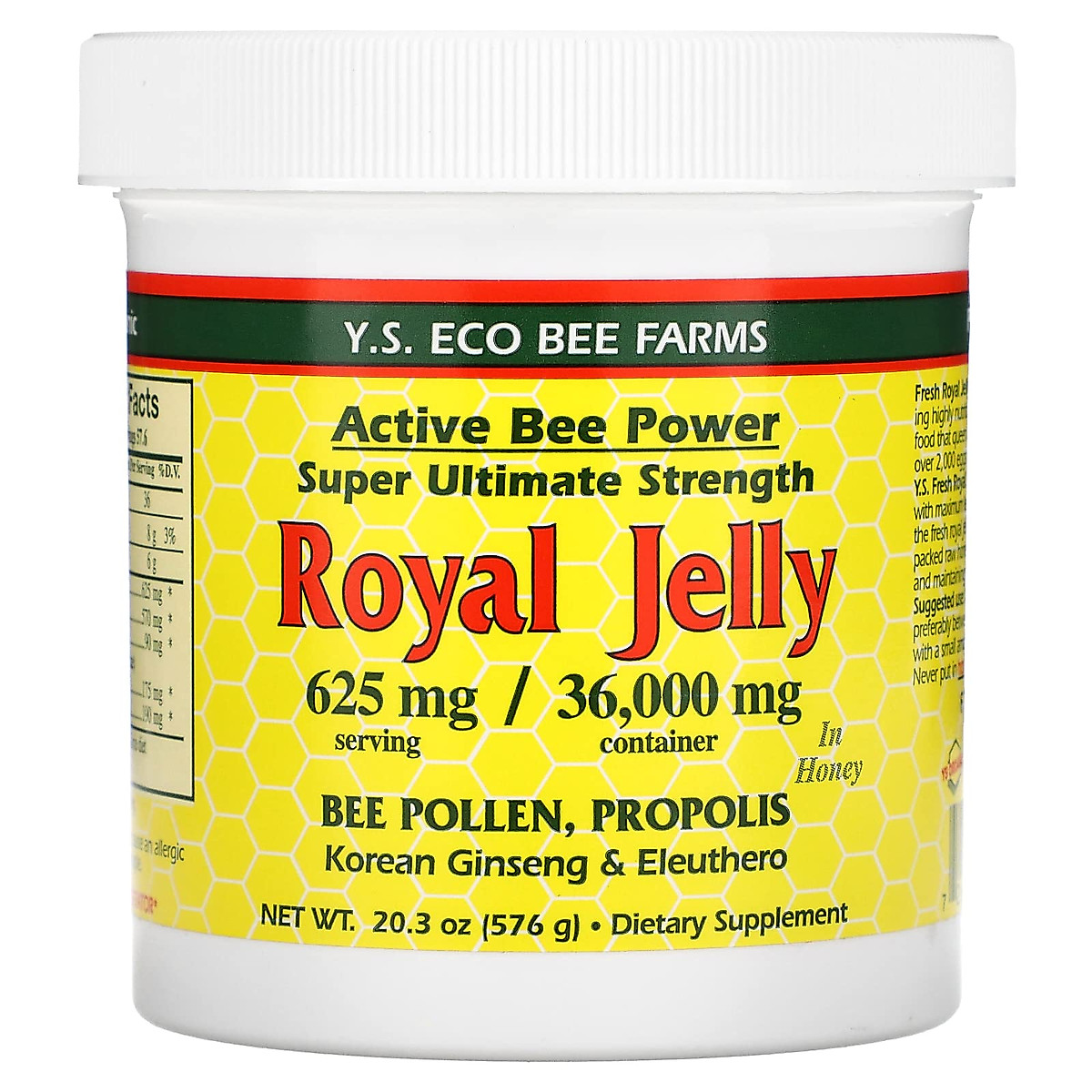 YS BEE Farms Jelly Bee Pollen Propolis Ginseng Royal, 20.3 OZ