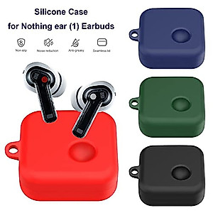 USTIYA Case for Nothing Ear 1 Protective Silicone Case with Keychain Cover (Red)