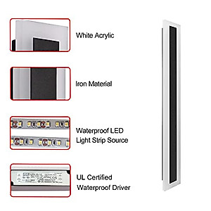 Long Wall Lamp Modern LED Waterproof IP65 Outdoor Wall Mount Lighting Fixture Garden Porch Sconce Lantern Sconces Luminaire/Bedroom Bedside Licht (Cold White, 40inch)