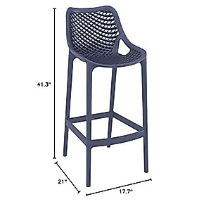 Home Square Patio Bar Stool in Dark Gray Finish - Set of 2