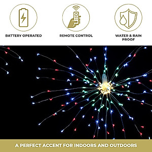 LumaBase Battery Operated Starburst Lights with Remote Control, Multicolor - Set of 2