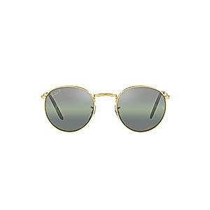 Ray-Ban RB3637 New Round Sunglasses, Legend Gold/Polarized Clear Gradient Dark Green, 53 mm