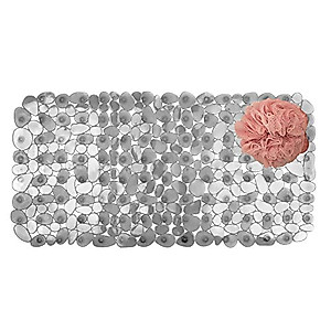 iDesign Pebblz Suction Non-Slip Bath Mat for Shower, Bathtub, Stall, 26" x 13.5", Gray