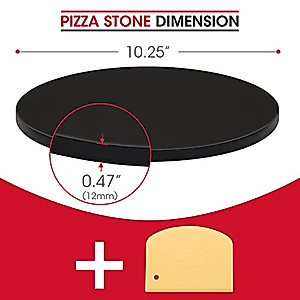 Unicook Non Stick Glazed Pizza Stone 10.25 Inch, Double Sided Pizza Stone for Oven and Grill, Round Baking Stone, Black Ceramic Cooking Stone, Thermal Shock Resistant, Perfect for Pizza, Bread, Cookie