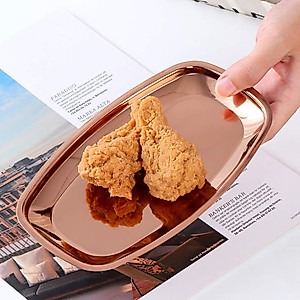 Buyer star Rose Gold 2PCS 7.12inch Stainless Steel Square Tray Fruit Trays Storage Tray Dish Plate Cosmetics Jewelry Decorative Organizer