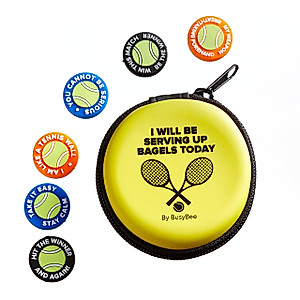 BusyBee Vibration Dampener (Pack of 6) with 6 Mottos in Tennis Ball Zipper Pouch