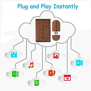 ZLP Customized Gift Wooden 64GB USB 2.0 Flash Drive Memroy Stick Disk Super Speed Thumb Drive Jump Drive and Box Logo Gift Commemorative Custom for Birthday Wedding 64G Walnut
