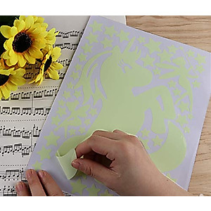 BENBO Wall Decals Glow in Dark Cute Horse Stars Fairytale Fairy Wall Stickers DIY Kids Girls Bedroom Home Nursery Room Wall Mural Decor