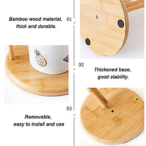 Bamboo Paper Towel Holder Natural Bamboo Wood Countertop Vertical Tissue Holder Rack Kitchen Paper Hanger Rack Countertop Wooden Paper Roll Holder for Kitchen Bedroom Living Room Home Decoration