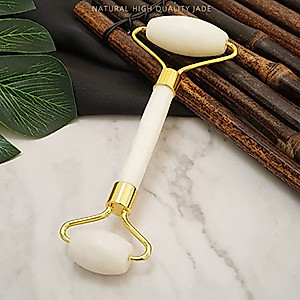 SENSE ISLAND Face Roller Jade Roller for Face, Eye Skin Care, Genuine Jade Stone Facial Roller Massager(White)