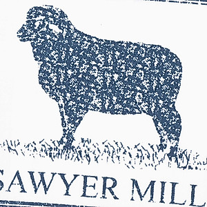 VHC Brands Sawyer Mill Lamb Kitchen Towel, Blue, 19x28