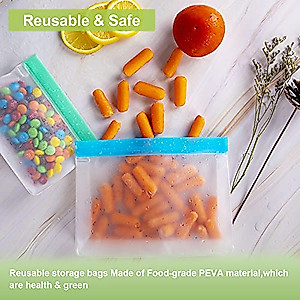 Reusable Storage Bags Stand Up, 18 Pack Reusable Sandwich Bags, Reusable Freezer Lunch Bags, Leakproof Reusable Bags Silicone, Reusable Gallon Bags(18Pack-4Large Bags+7Sandwich Bags+7Snack Bags)