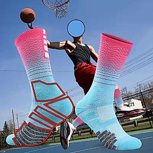 YQHMT Athletic Crew Socks Performance Thick Cushioned Sport Basketball Running Training Compression Socks for Men & Women