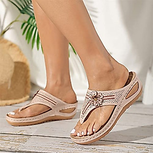 Born Womens Sandals 7 Ladies Shoes Wedge Platform Thong Sandals Casual Shoes Beach Shoes Light Soft Sole Thong Flip (Pink, 7.5)