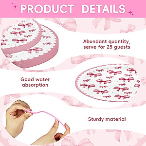 Generic 100pcs Pink Bow Birthday Party Decorations Pink White Bow Bachelorette Plates and Napkins for Girl Coquett Bridal Engagement Baby Shower Dinnerware Party Supplies Serve 25 Guests, LARGE
