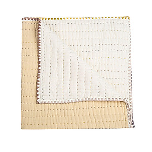 Crane Baby Blanket, Soft Cotton Quilted Nursery and Toddler Blanket for Boys and Girls, Light Yellow, 36” x 36”