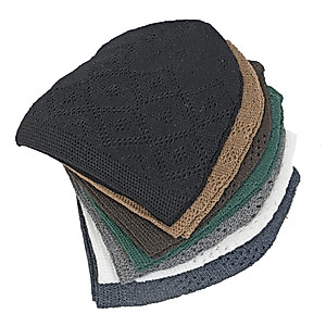 JILANI HANDICRAFT 7X Islamic Muslim Knitting Kufi Topi Prayer Hat Crochet Taqiyah Takke Skull Cap