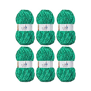 YUYOYE Chenille Yarn for Crochet and Knitting, Velvet Yarn, Fruit Green,40-6pack