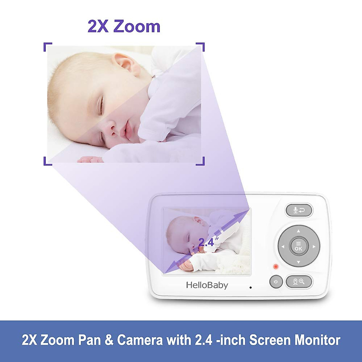 HelloBaby Video Baby Monitor with Camera and Audio, Monitor Baby Monitor Infrared Night Vision, VOX Mode