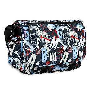 J World New York luggage Terry for Women. Girls School Kids Messenger Bag, Graffiti, One Size US