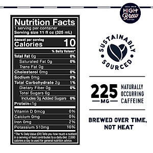 High Brew Coffee, Triple Shot Black, Cold Brew Coffee, Sugar-Free, Dairy-Free, 11 Fl Oz, Ready-To-Drink (Pack of 12)