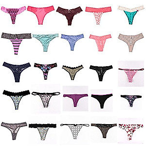 UWOCEKA Sexy Thongs for Women,Varity of T-Backs Sexy Underwear 20 Pack of G Strings Lacy Undies Panties Tanga(20PCS,S)