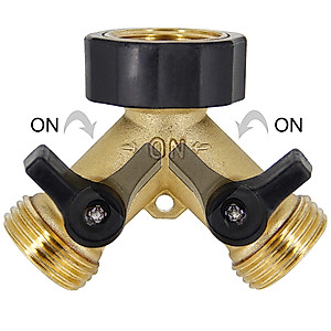 Lifynste 2 Way Brass Hose Splitter, 3/4" Brass Hose Connectors, Y Connector Garden Hose Adapter Connector, 1 Pack