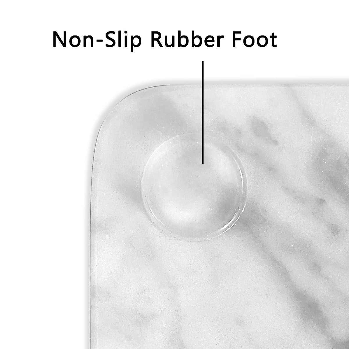 Yew & Tulip Carrara White 16” x 10” Marble Board with Non-Slip Rubber Feet - Dough Pastry and Cutting Board