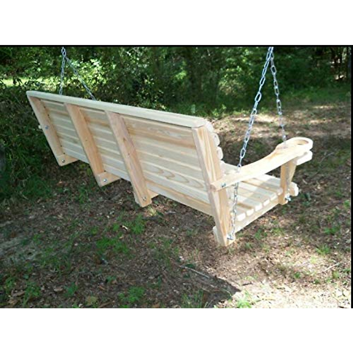 Ecommersify Inc 5 Ft USA Made Cypress Roll Back Porch Swing with Swing-Mate™ Comfort Springs and Cup Holder Arm and Stainless Steel Hardware Upgrade