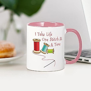 CafePress One Stitch At A Time Mugs Ceramic Coffee Mug, Tea Cup 11 oz