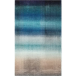 Unique Loom Estrella Collection Distressed, Gradient, Dark Colors, Abstract, Modern Area Rug, 5 ft x 8 ft, Blue/Beige