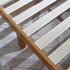 MUSEHOMEINC Solid Wood Platform Bed with Headboard for Bedroom,Wood Slat Support & No Box Spring Needed, Unique Style Design,Queen