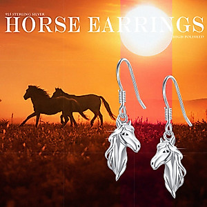 Horse Earrings for Women 925 Sterling Silver Horse Dangle Drop Earrings Horse Ear Hooks Animal Earrings Horse Jewelry Gifts for Women Horse Lovers