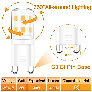 Marxlait 4 Pack G9 LED Bulb, 40 watt Halogen Replacement, Warm White 2700K, Non-dimmable T4 LED Bulb, G9 Bi Pin Base, 120V Small Light Bulbs for Chandelier, Bathroom Vanity Light Fixture